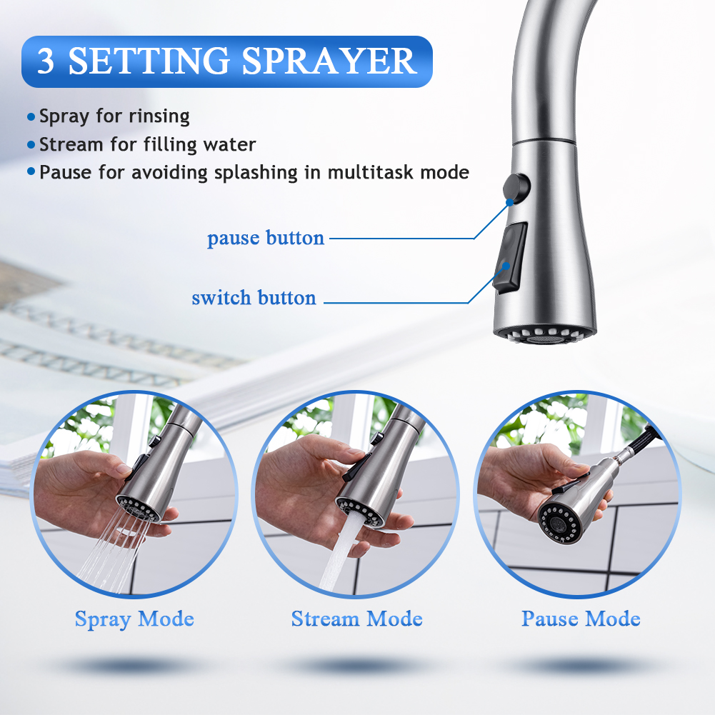 Arofa Kitchen Faucet with Soap Dispenser, Stainless Steel Kitchen Sink ...