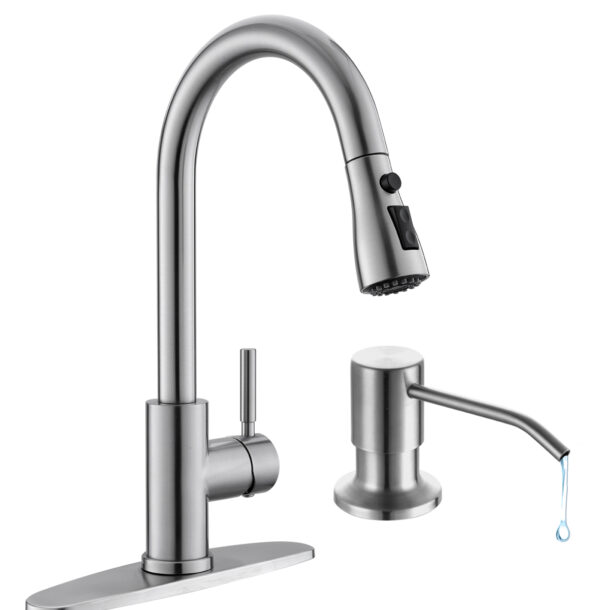 Arofa Kitchen Faucet with Soap Dispenser, Stainless Steel Kitchen Sink ...