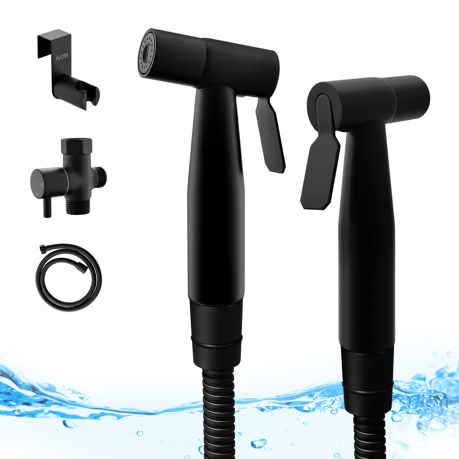 Arofa Black Bidet Sprayer for Toilet, 2 Pack Handheld Jet Sprayer ...