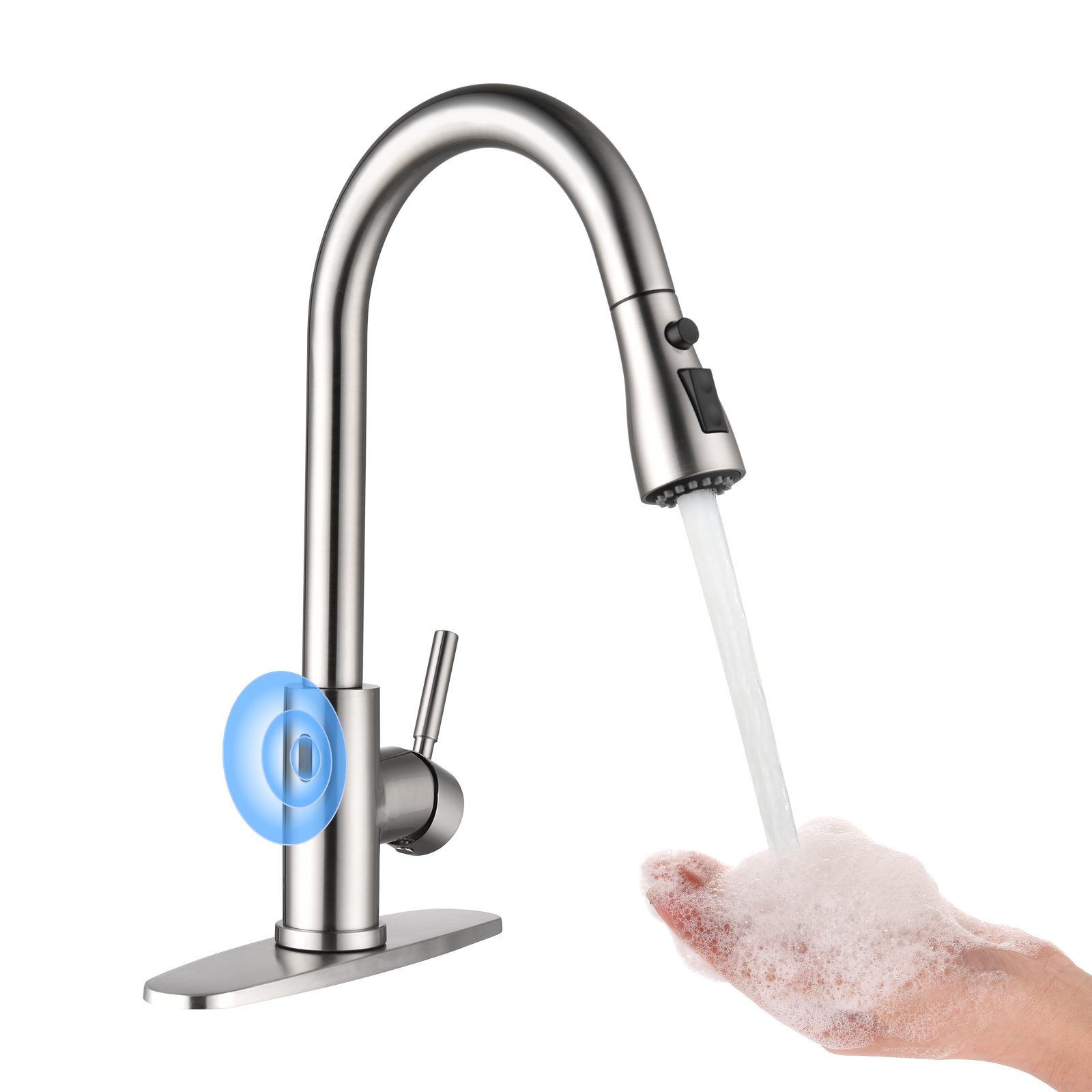 Arofa Touchless Kitchen Faucet with Pull Down Sprayer, Single Handle ...