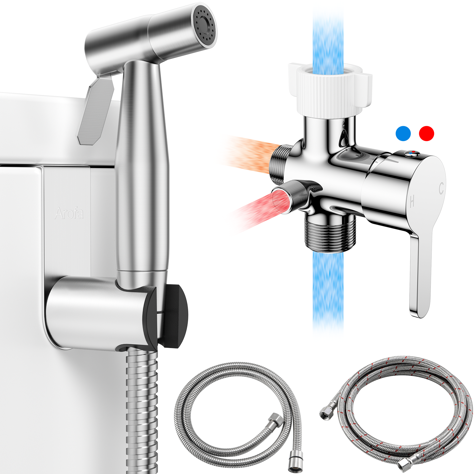 Arofa Hot and Cold Handheld Bidet Sprayer for Toilet, Warm Water Bidet ...