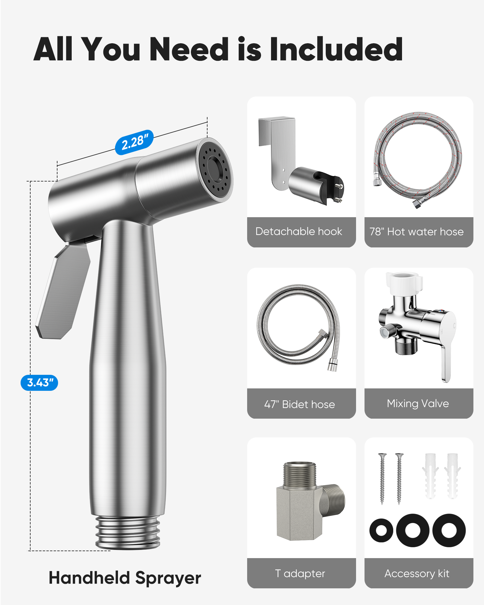 Arofa Hot and Cold Handheld Bidet Sprayer for Toilet, Warm Water Bidet ...