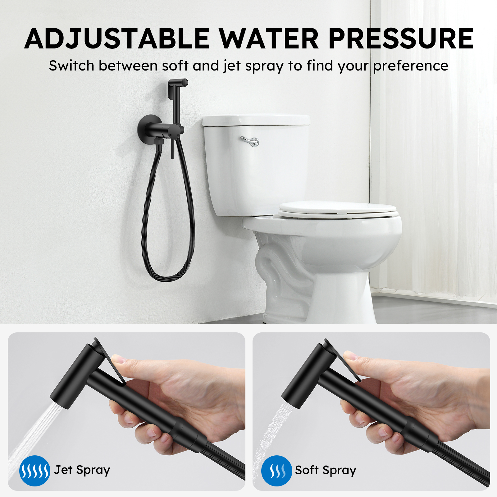 Arofa Built-in Hot and Cold Handheld Bidet Sprayer for Toilet, Black ...
